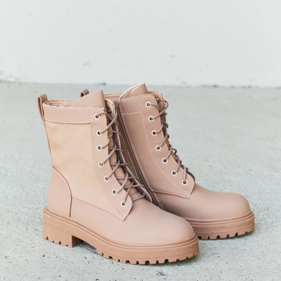 Weeboo | Shoes | Weeboo Faux Leather Side Zipper Combat Boots | Poshmark